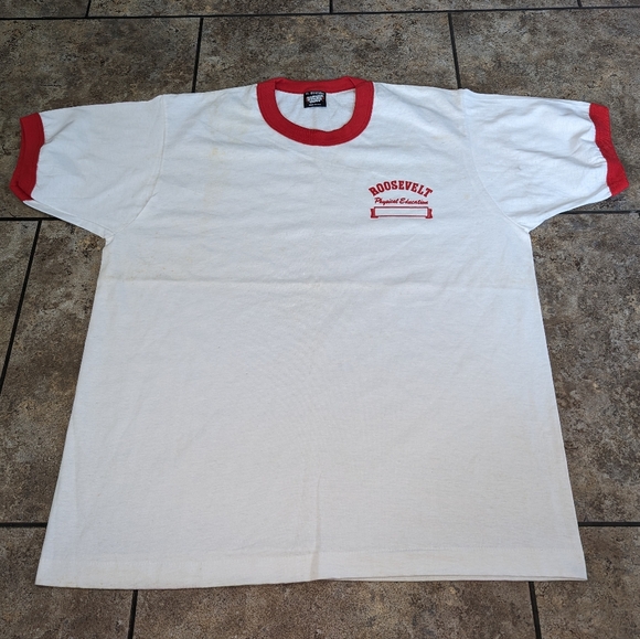 Screen Stars | Shirts | Roosevelt Phys Ed 987 Vintage Single Stitch Ringer Tee Mens Large Nos ...